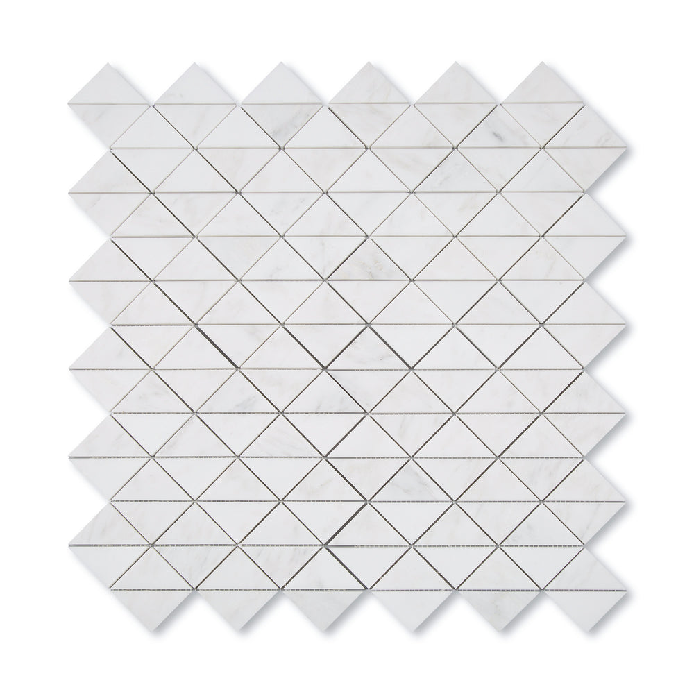 Casablanca Carrara Triangle Mosaic Marble Tile | Honed