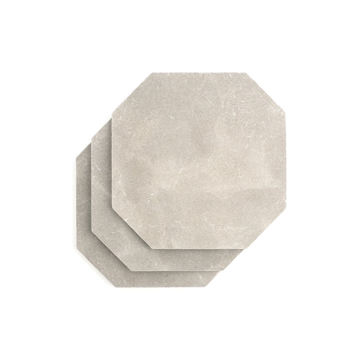 Octagon Azru Grey 12x12 & Cinder 4x4 Tumbled & Honed Moroccan Limeston