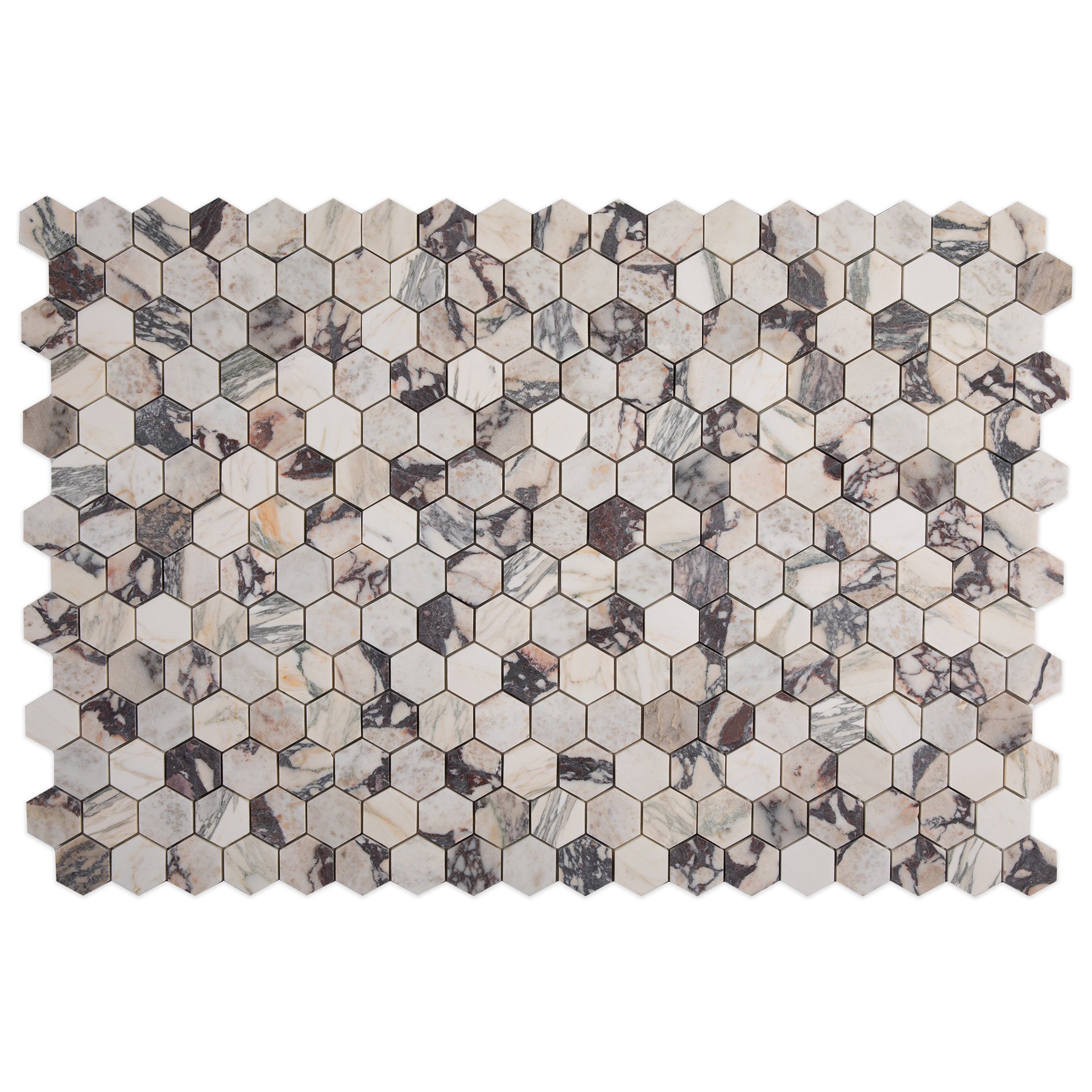 Calacatta Viola 2 Inch Hexagon Mosaic Marble Tile | Honed