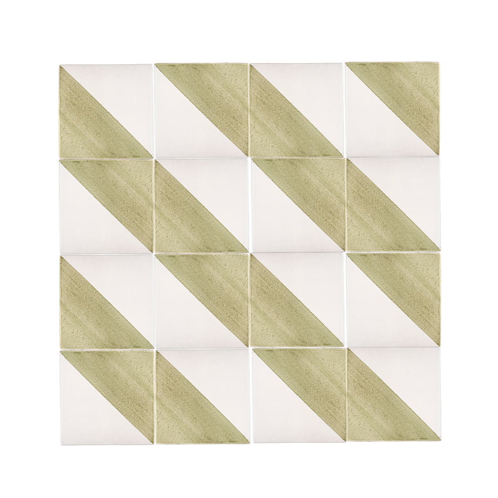 50/50 Green 6x6 Hand Painted Artisan Ceramic Tile