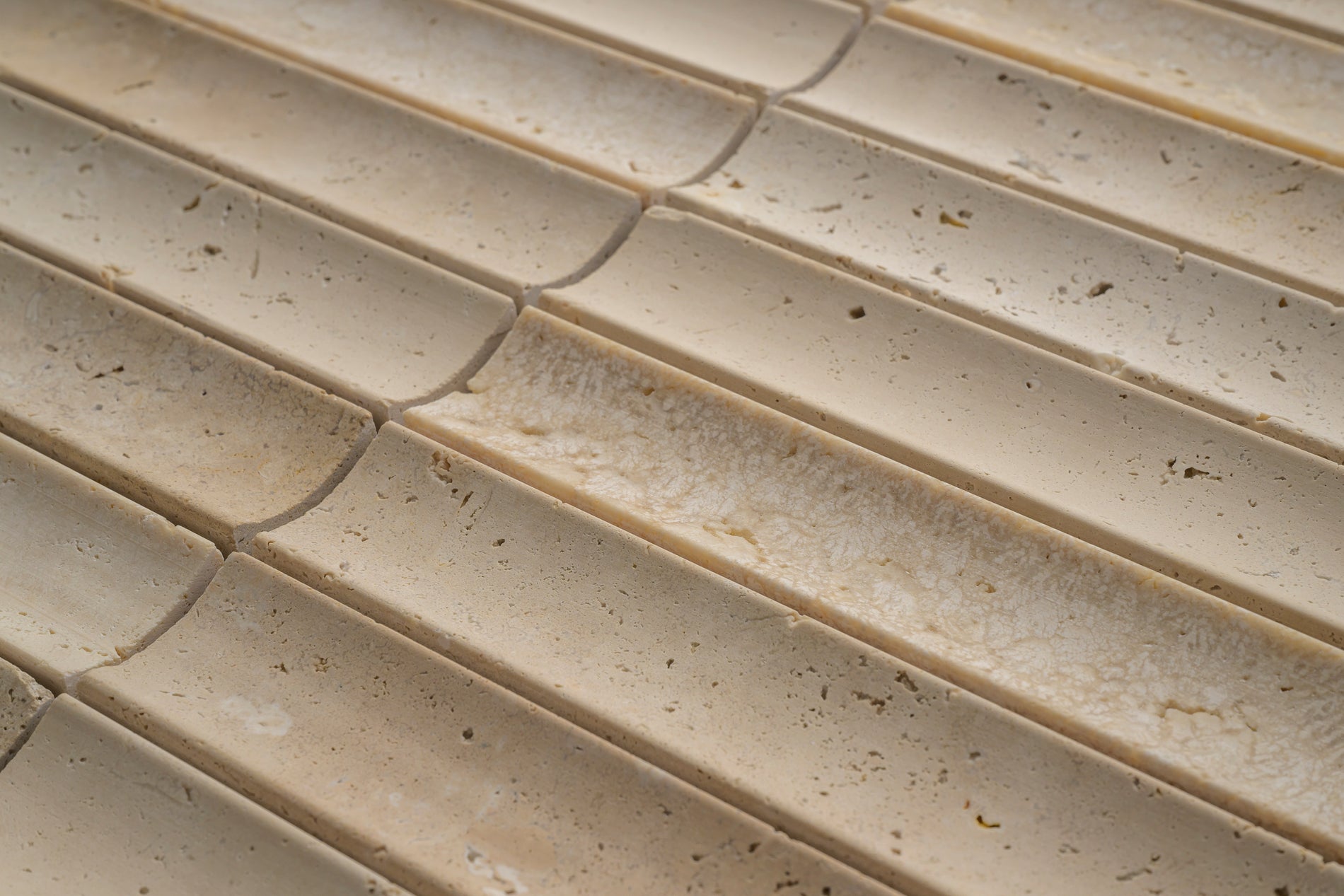 Beige Travertine Fluted Mosaic Tile | Honed