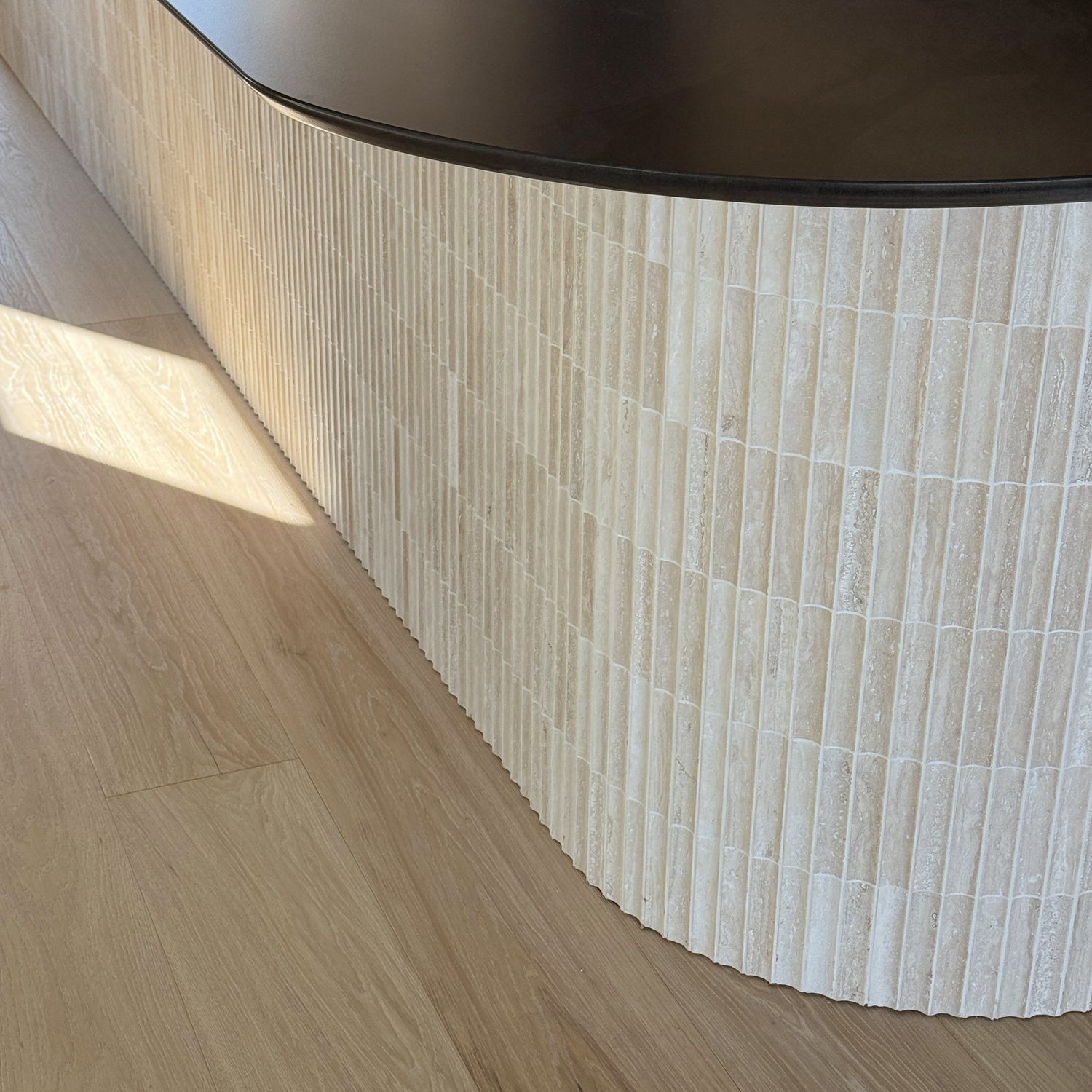 Beige Travertine Fluted Mosaic Tile | Honed