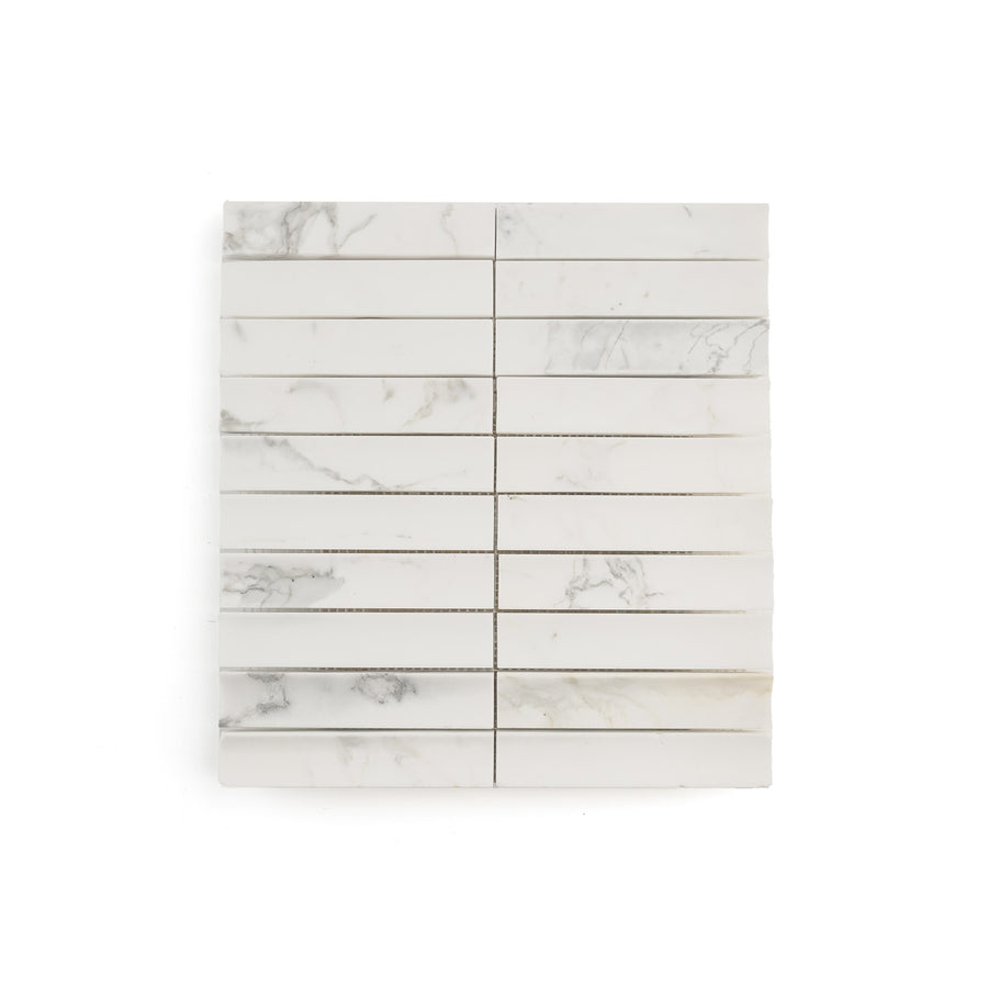 Calacatta Gold Fluted Mosaic Marble Tile | Honed