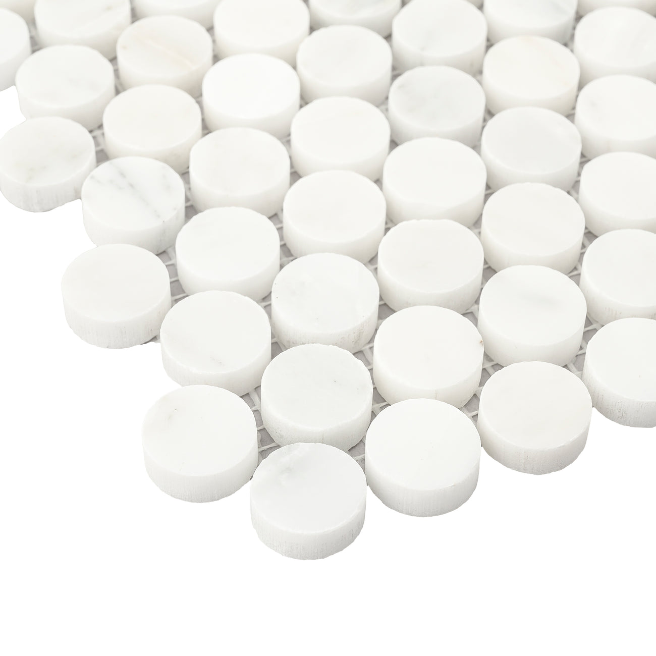 Casablanca Carrara 1 Inch Penny Round Mosaic Marble Tile | Honed