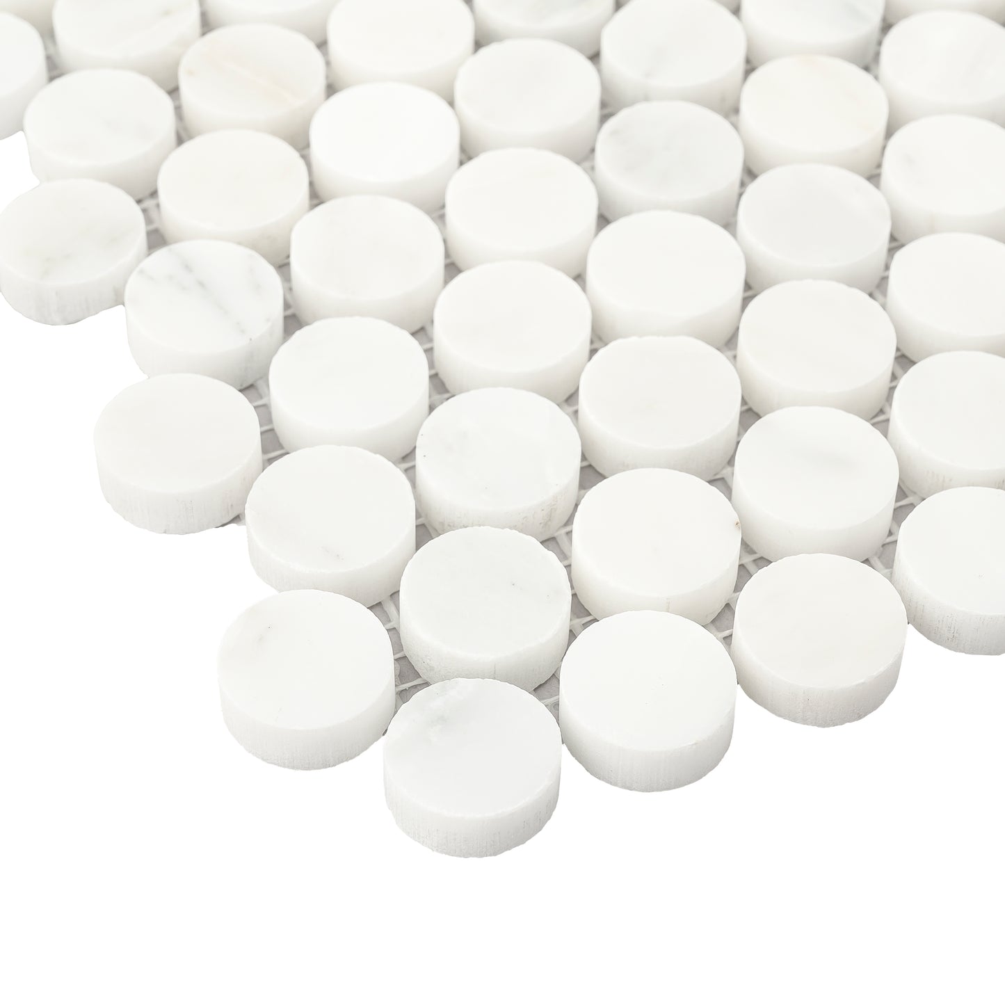 Casablanca Carrara 1 Inch Penny Round Mosaic Marble Tile | Honed