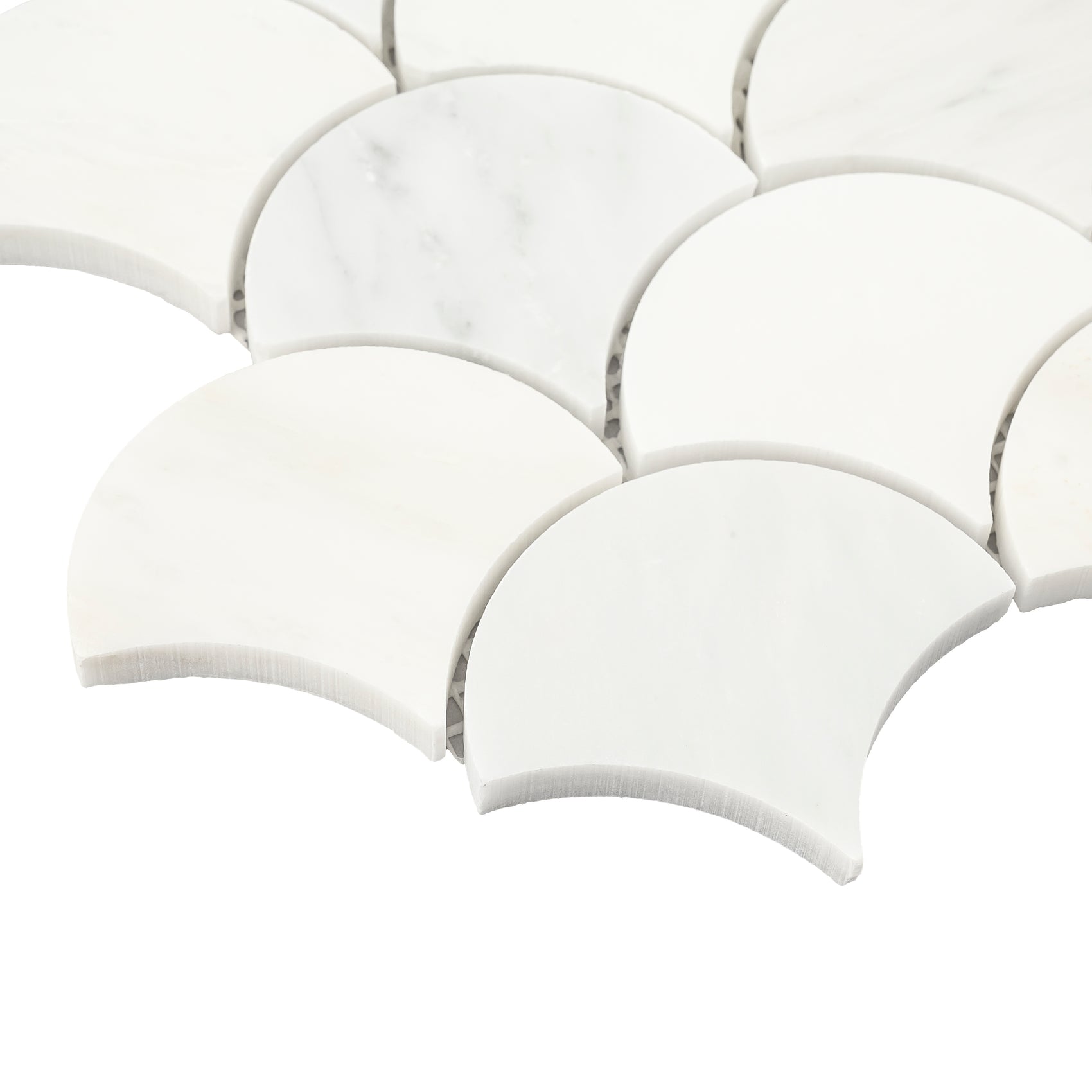 Casablanca Carrara Fish Scale Mosaic Marble Tile | Honed