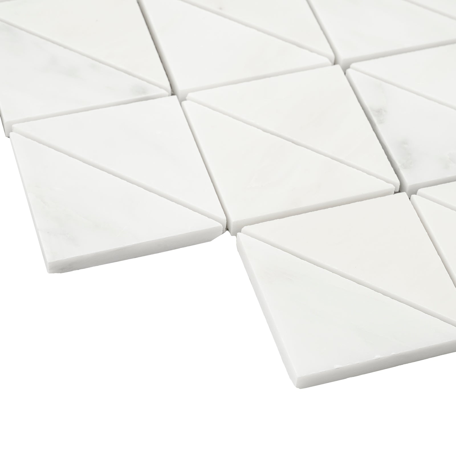 Casablanca Carrara Triangle Mosaic Marble Tile | Honed
