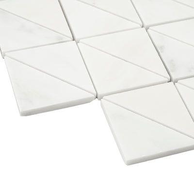 Casablanca Carrara Triangle Mosaic Marble Tile | Honed