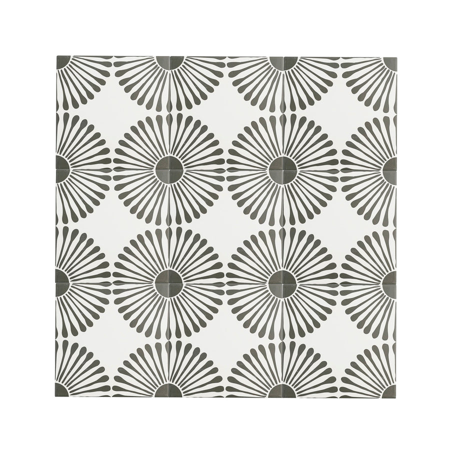 Dandelion Black & White Ceramic Tile