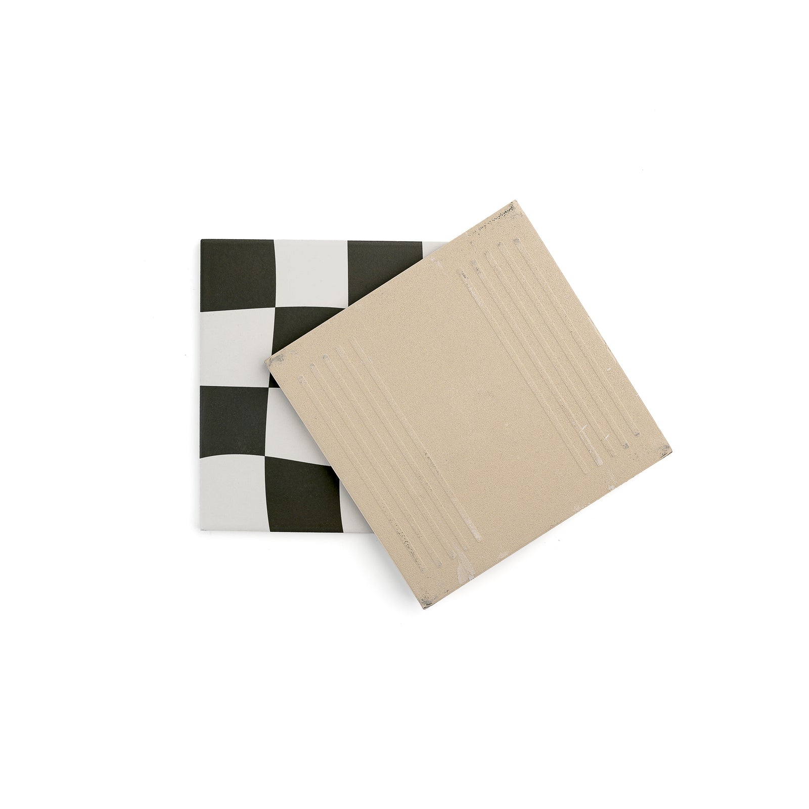 Drunken Checkerboard Black & White Ceramic Tile