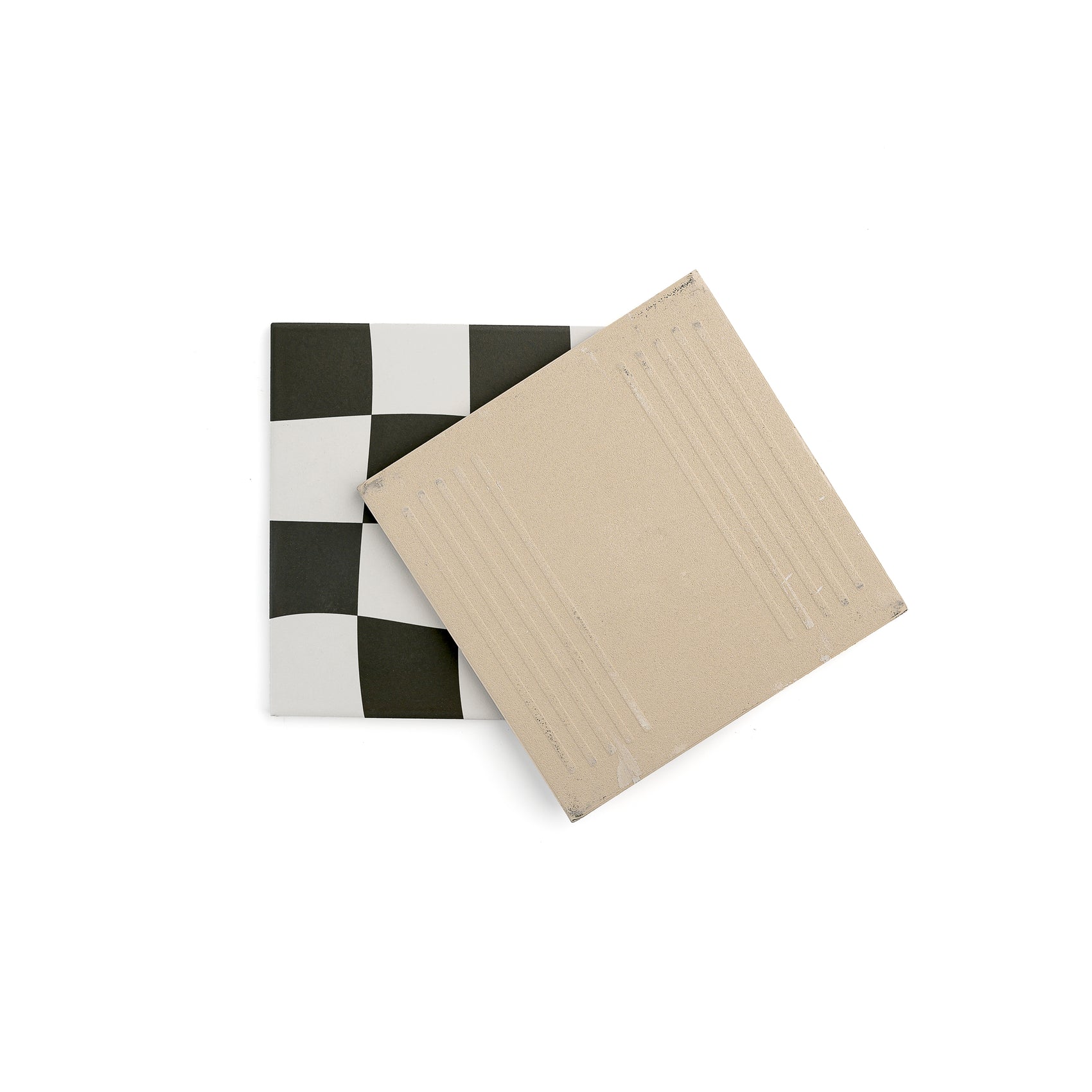 Drunken Checkerboard Black & White Ceramic Tile