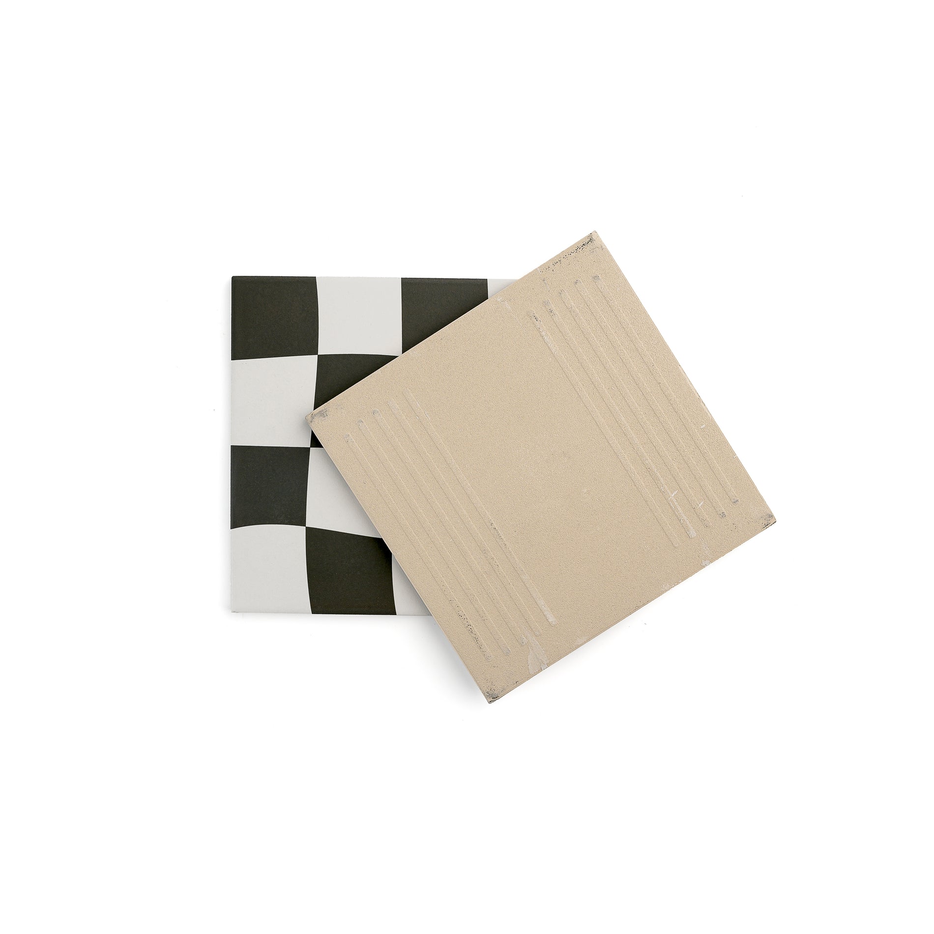 Drunken Checkerboard Black & White Ceramic Tile