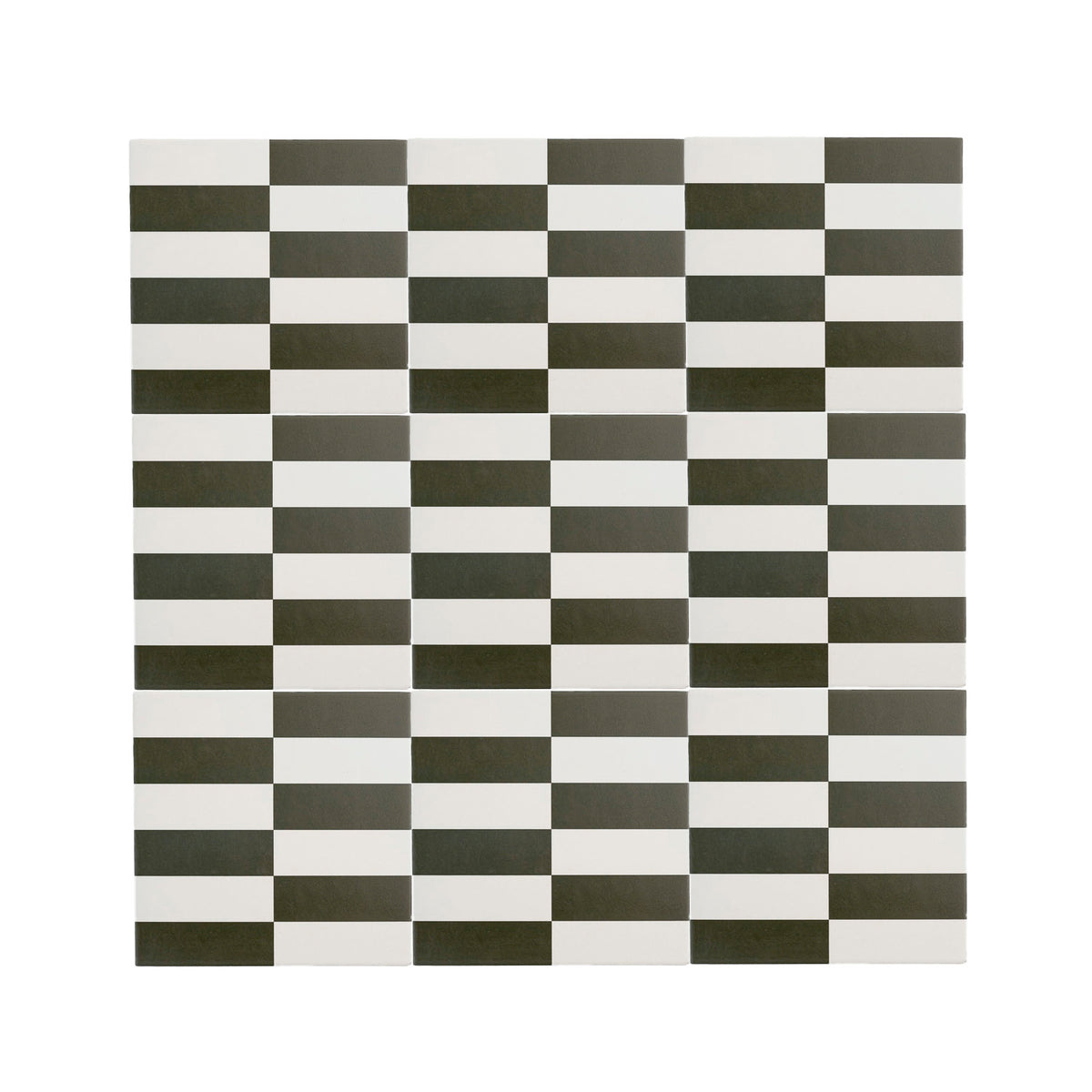Long Checkerboard Black & White Ceramic Tile