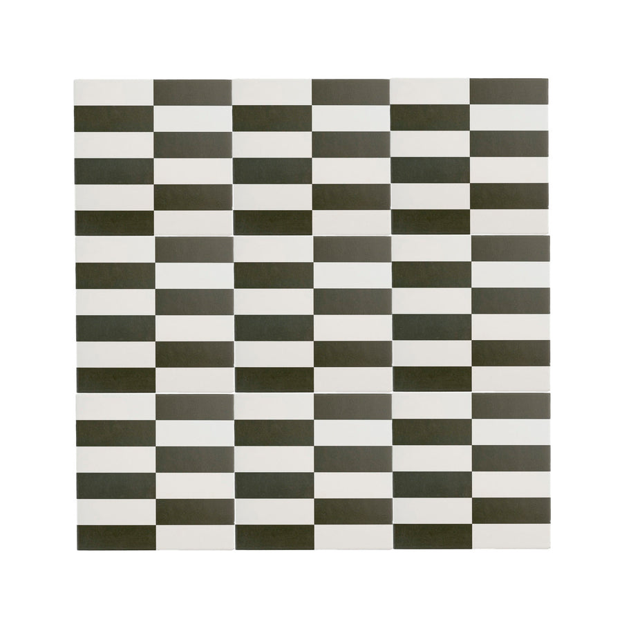 Long Checkerboard Black & White Ceramic Tile