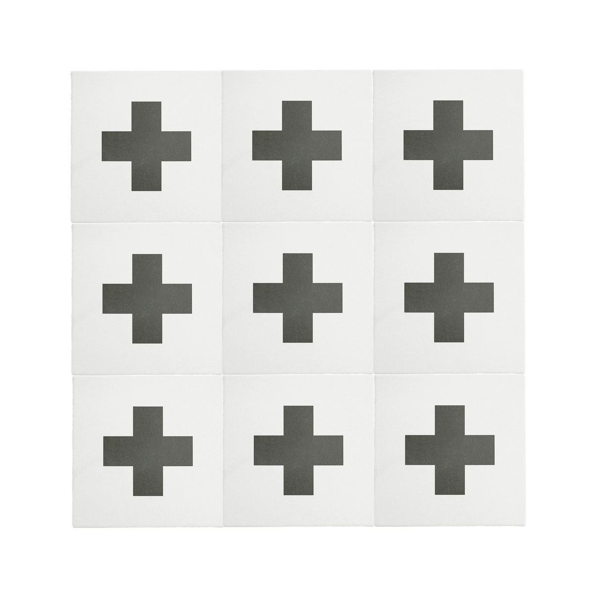 Swiss Cross Black & White Ceramic Tile