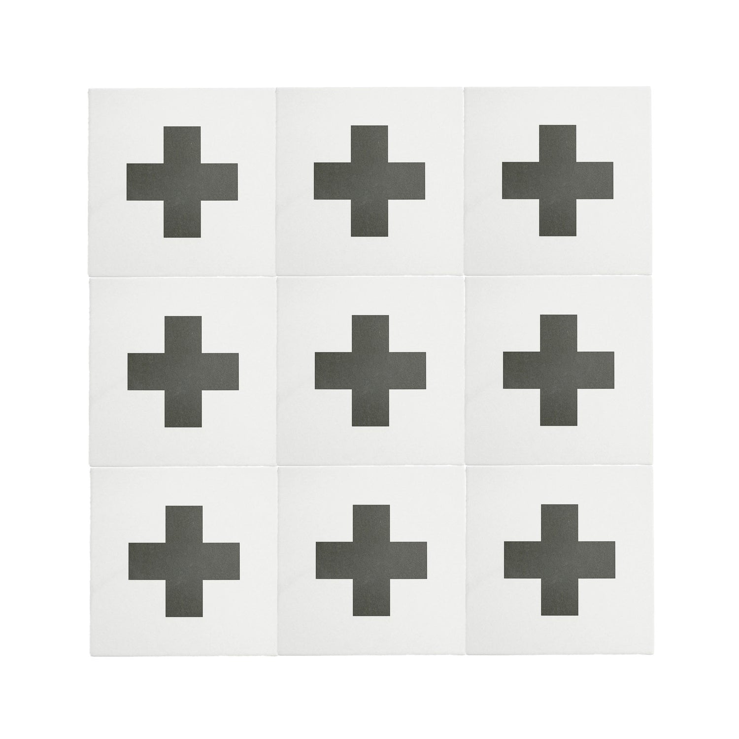 Swiss Cross Black & White Ceramic Tile