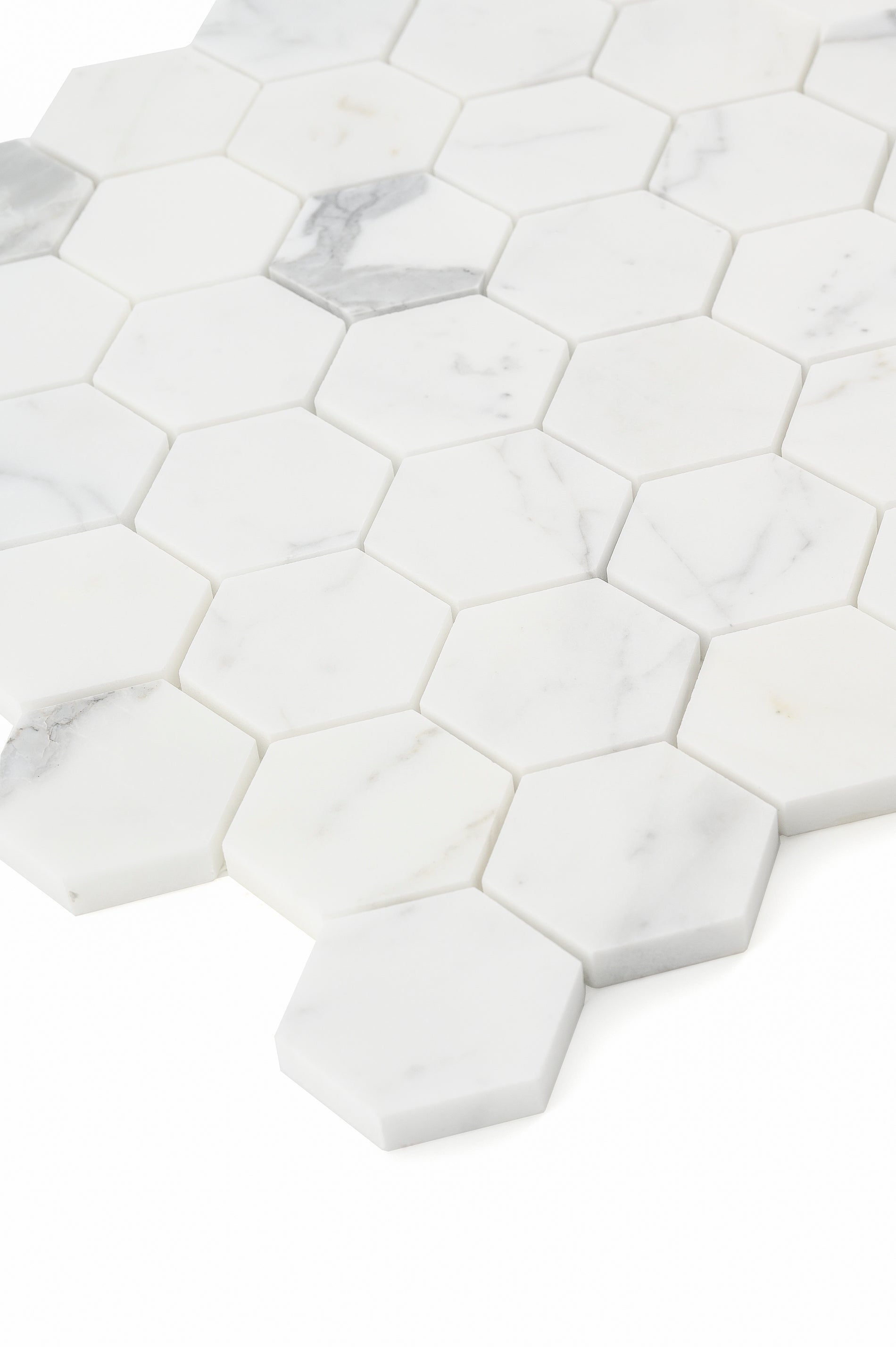 Italian Statuary 2 Inch Hexagon Marble | Honed