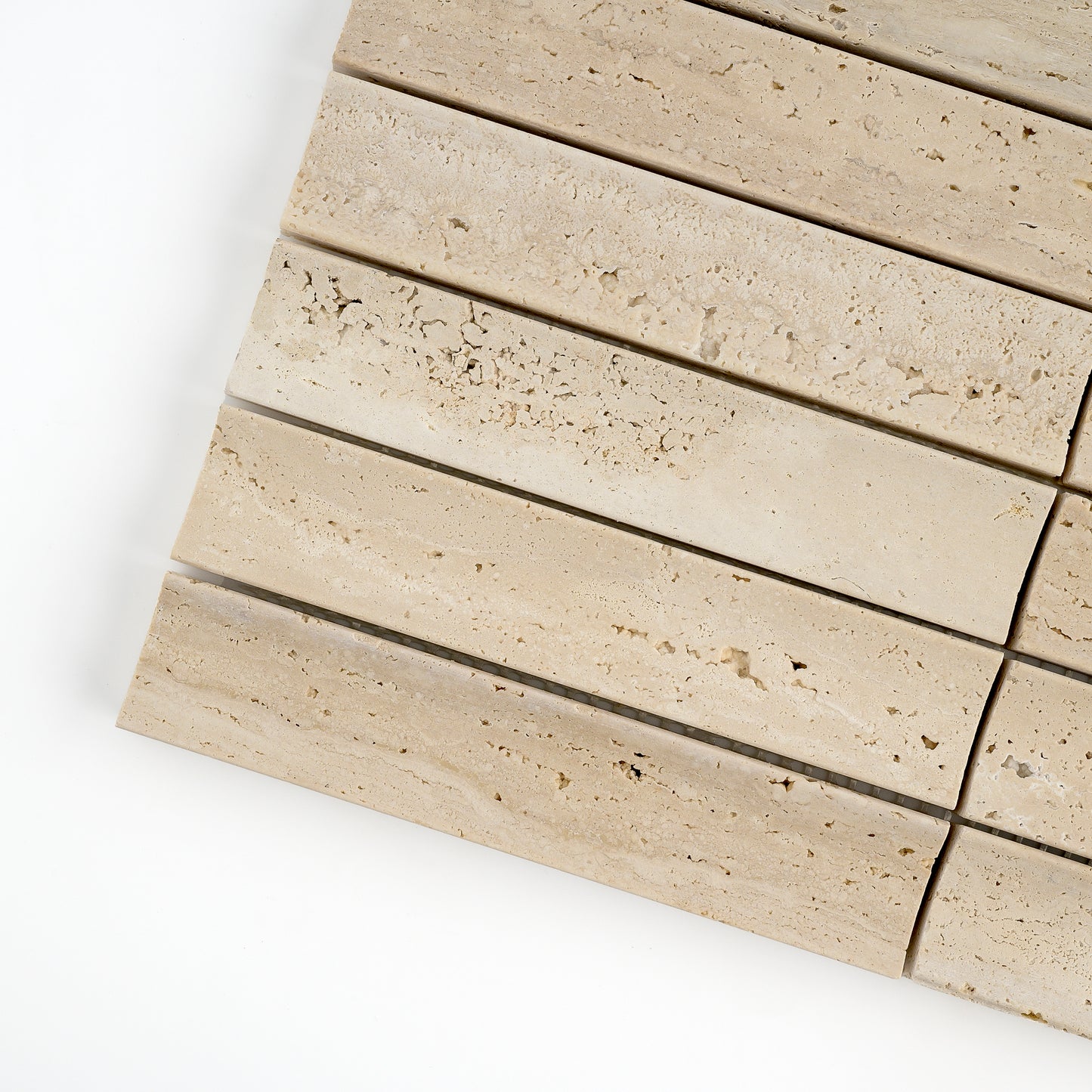 Beige Travertine Fluted Mosaic Tile | Honed