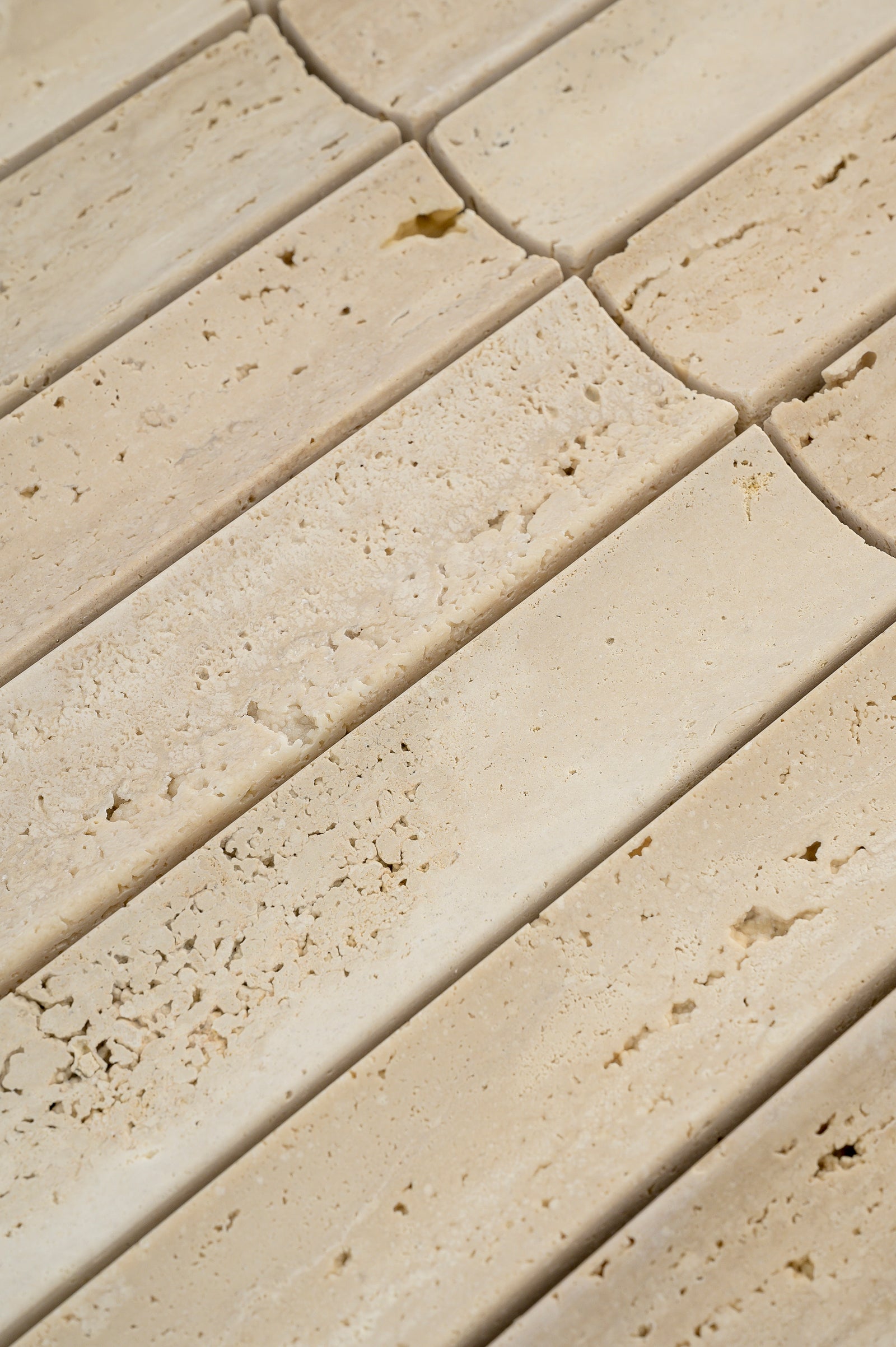 Beige Travertine Fluted Mosaic Tile | Honed