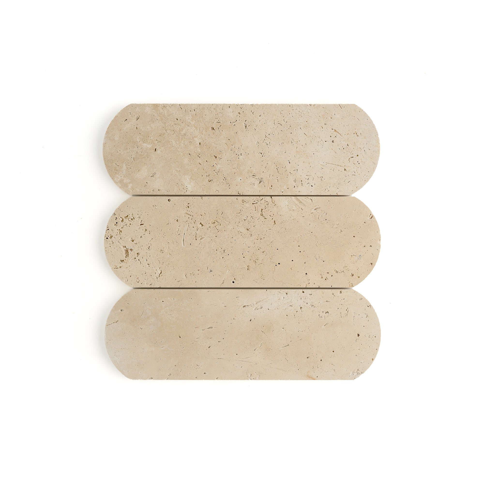 Beige Travertine 3x9 Oval Tile | Honed