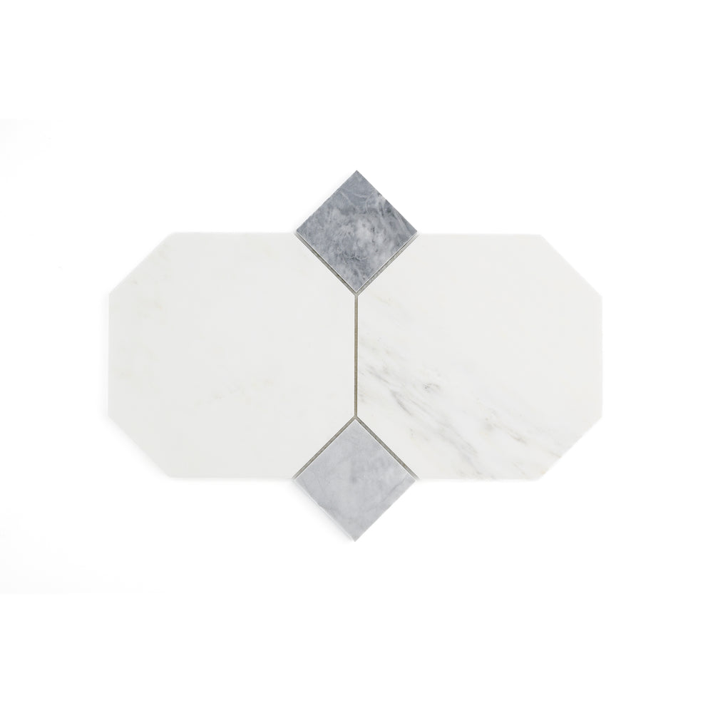 Octagon & Dot Octodot Casablanca Carrara & Bardiglio Grey Marble Tile