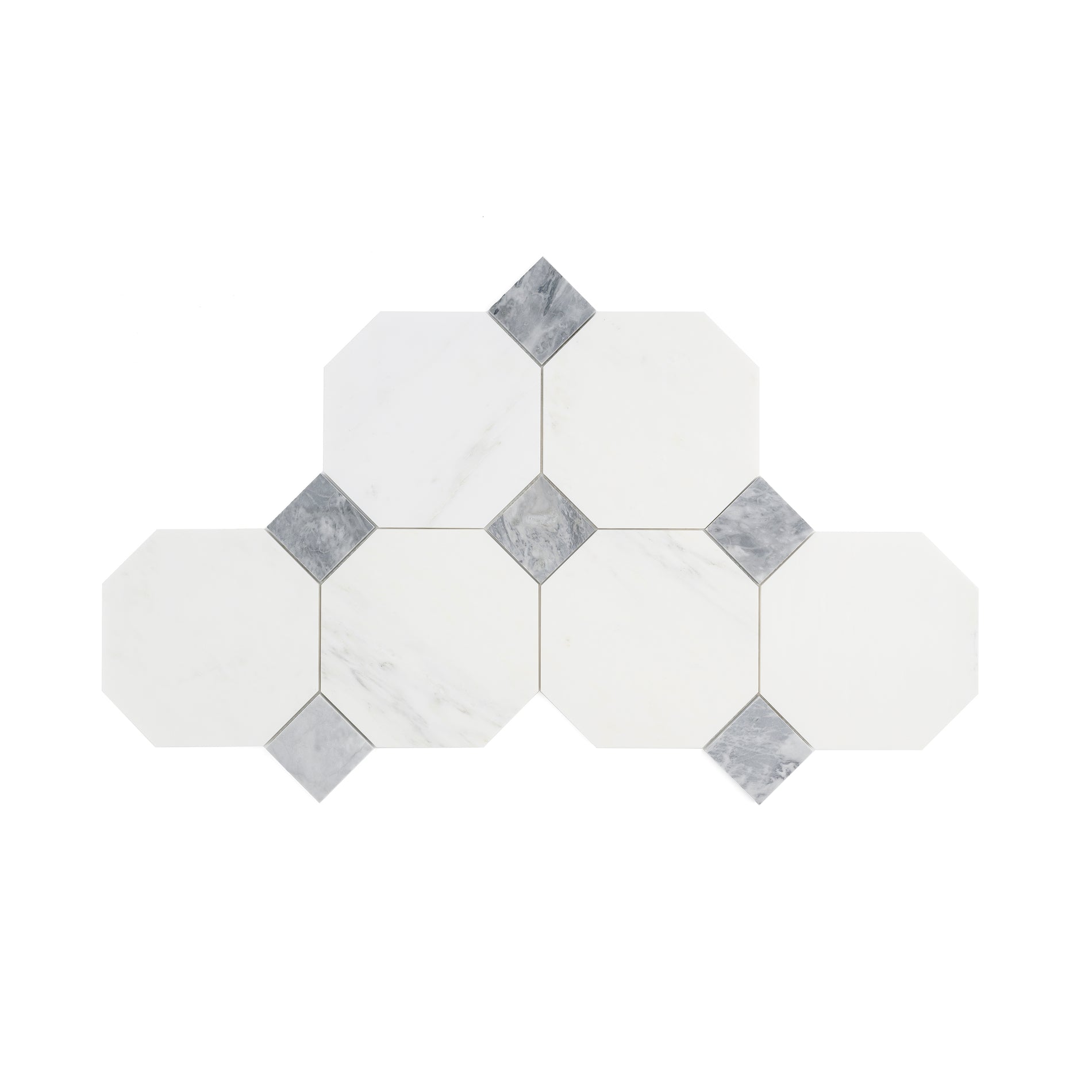Octagon & Dot Octodot Casablanca Carrara & Bardiglio Grey Marble Tile