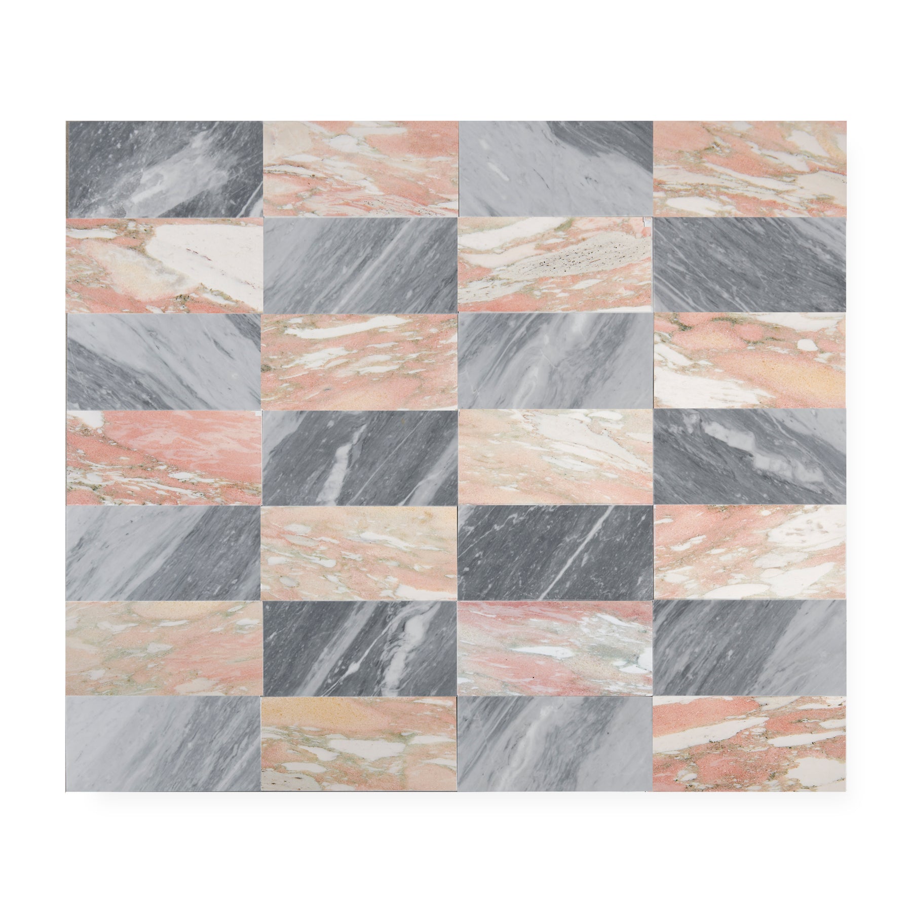 Bardiglio Grey Light & Norwegian Rose 6x12 | Honed – Checkerboard Bund