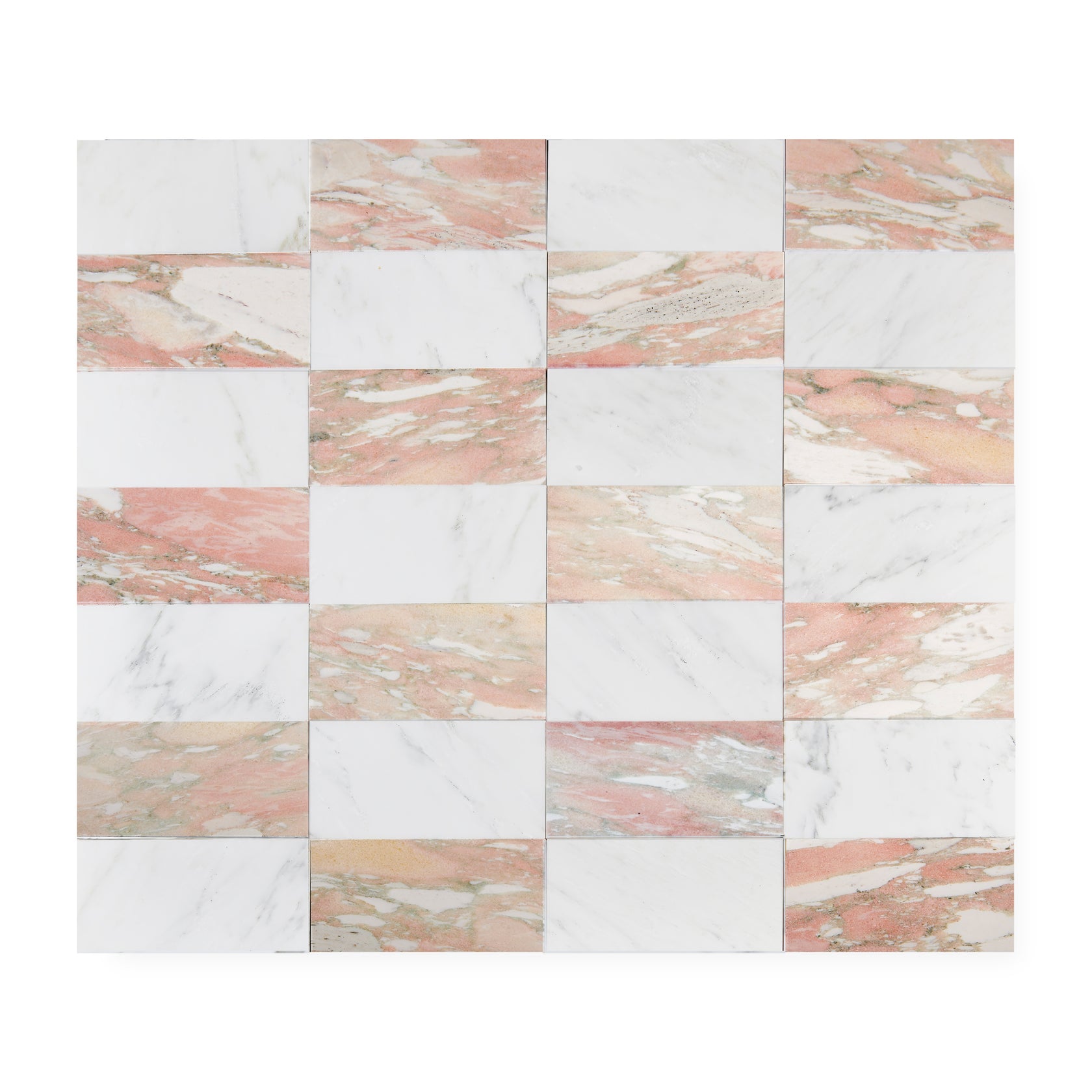 Casablanca Carrara & Norwegian Rose 6x12 | Honed – Checkerboard Bundle