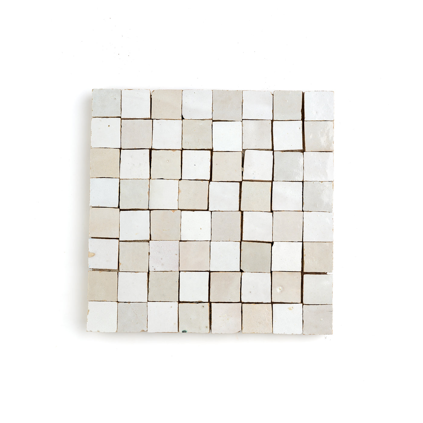 Snow & Natural White Zellige 1" Checkerboard Mosaic