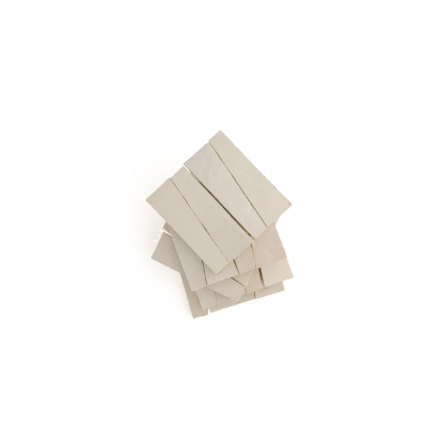 Natural White 1x4 Trapezoid Mosaic Zellige Tile