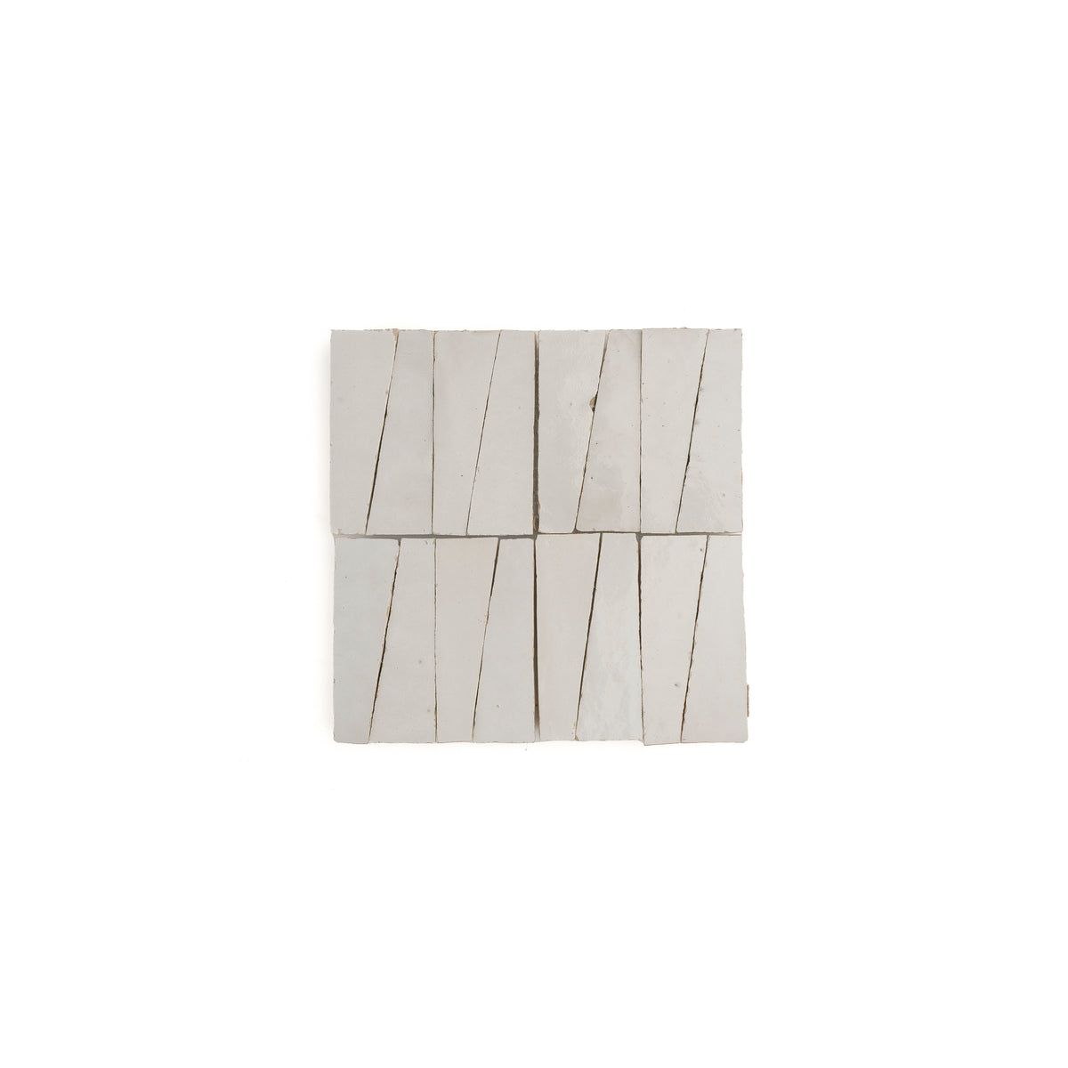 Snow White 1x4 Trapezoid Mosaic Zellige Tile
